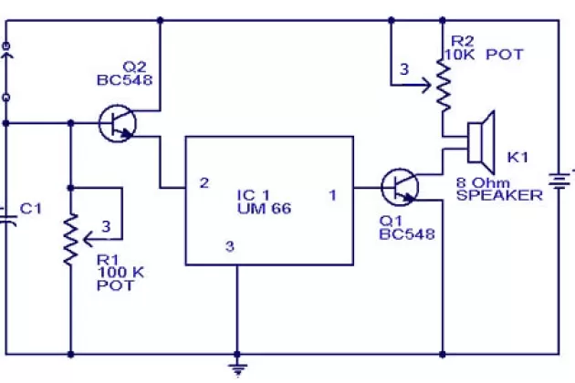 Mạch chuông cửa sử dụng IC UM66